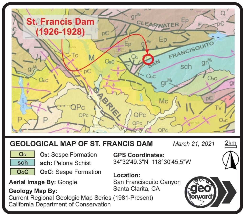 Map of St. Francis Dam Disaster Flood Path by Geo Forward 2021 » Geo ...